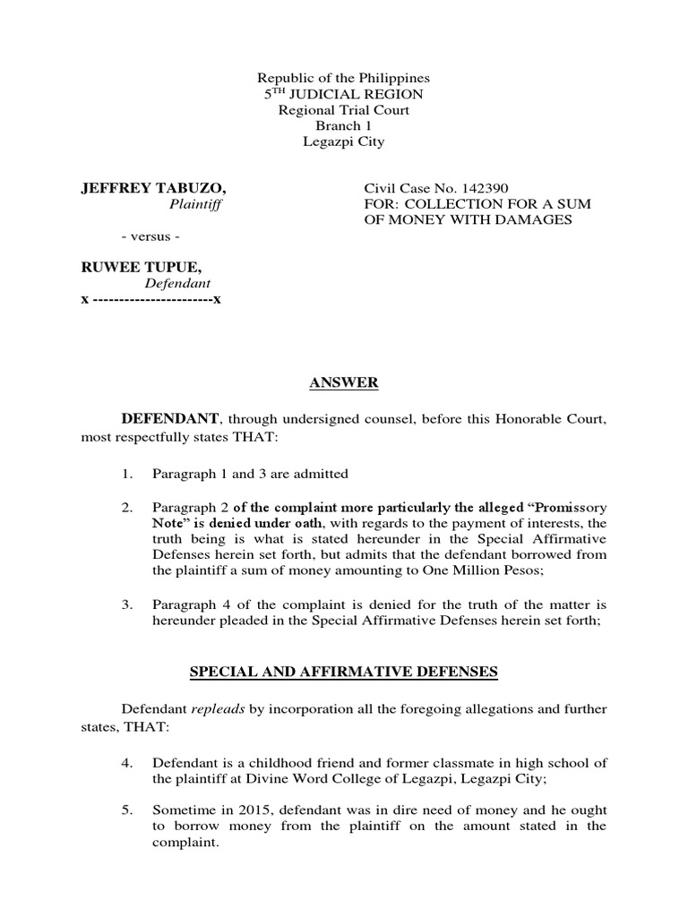 Answer | PDF | Complaint | Lawsuit