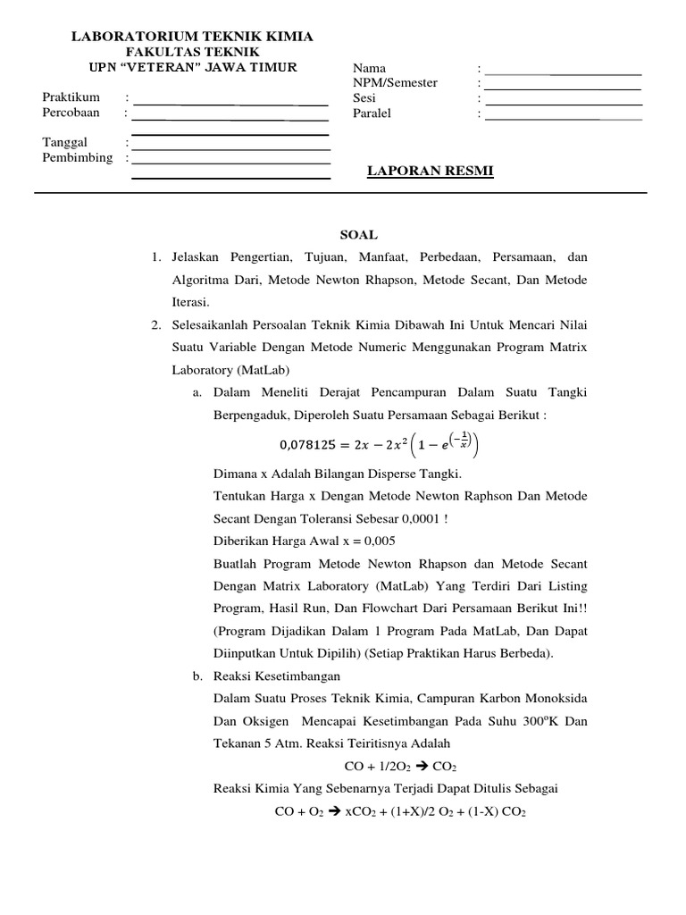 Komputasi Proses Teknik Kimia Menggunakan Matlab | PDF | Metode & Bahan ...