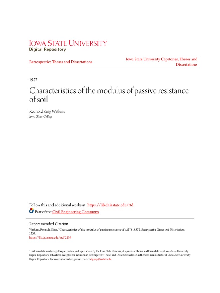 Characteristics of The Modulus of Passive Resistance of Soil PDF | PDF ...