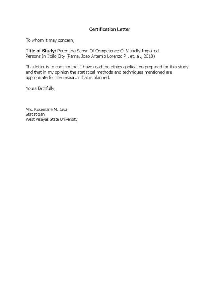 Certification Letter | PDF | Psychological Concepts | Cognitive Science