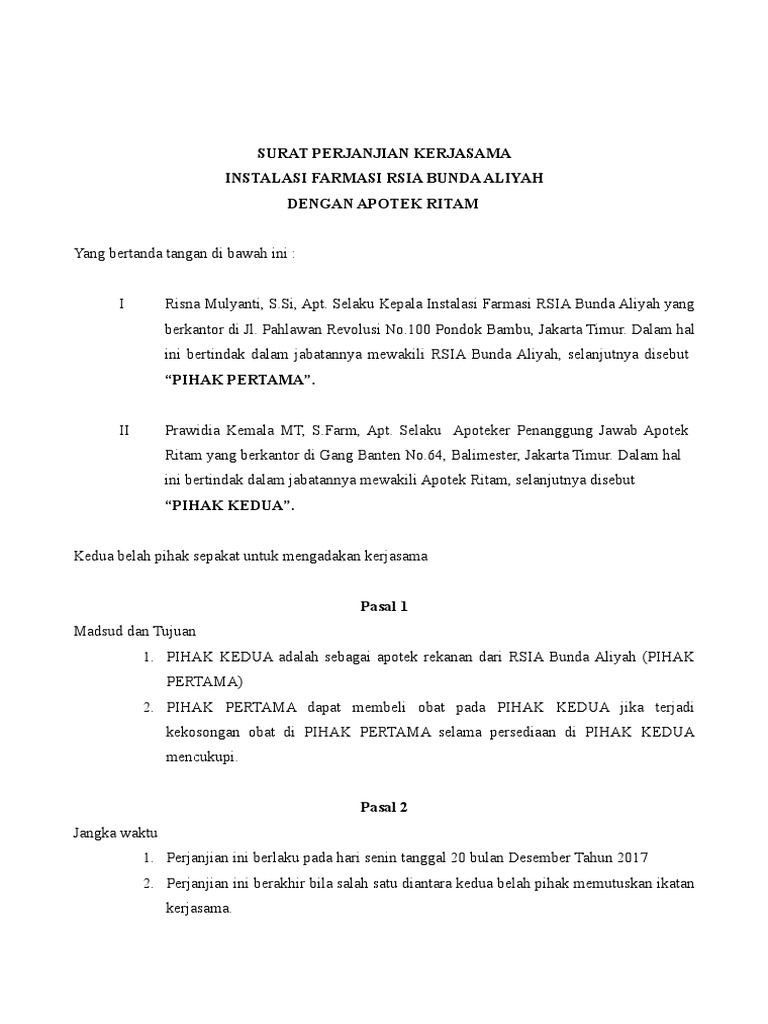 Mou Apotik Ritam Pdf Hukum