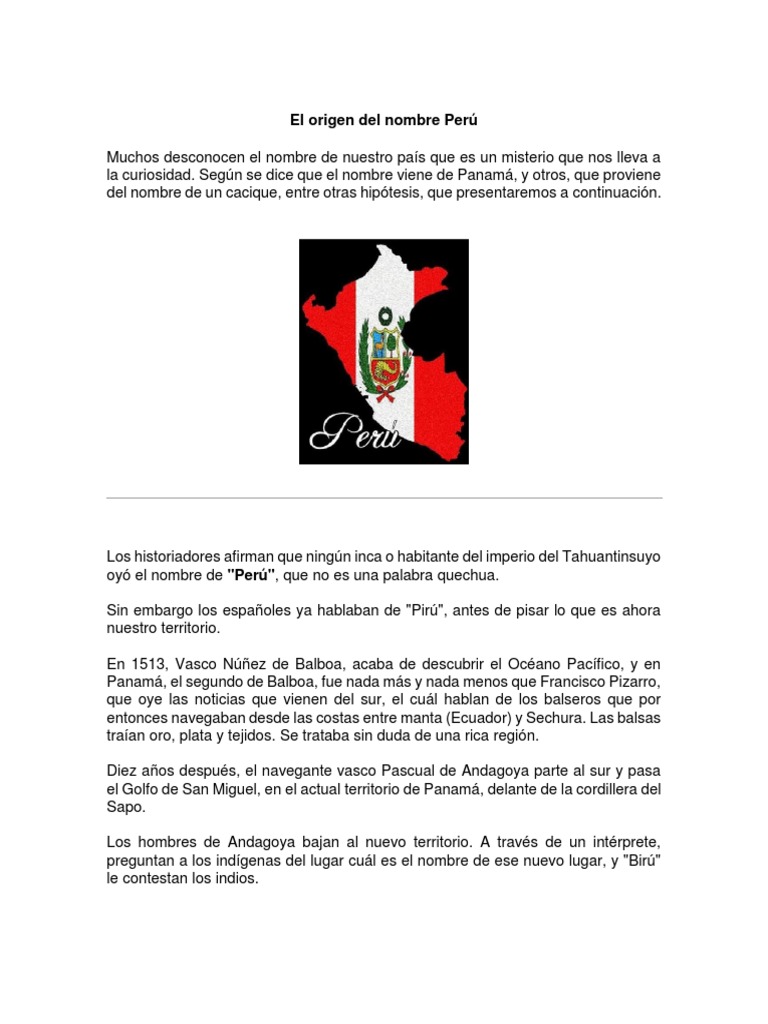 El Origen Del Nombre Perú | PDF | Francisco Pizarro | Imperio Inca