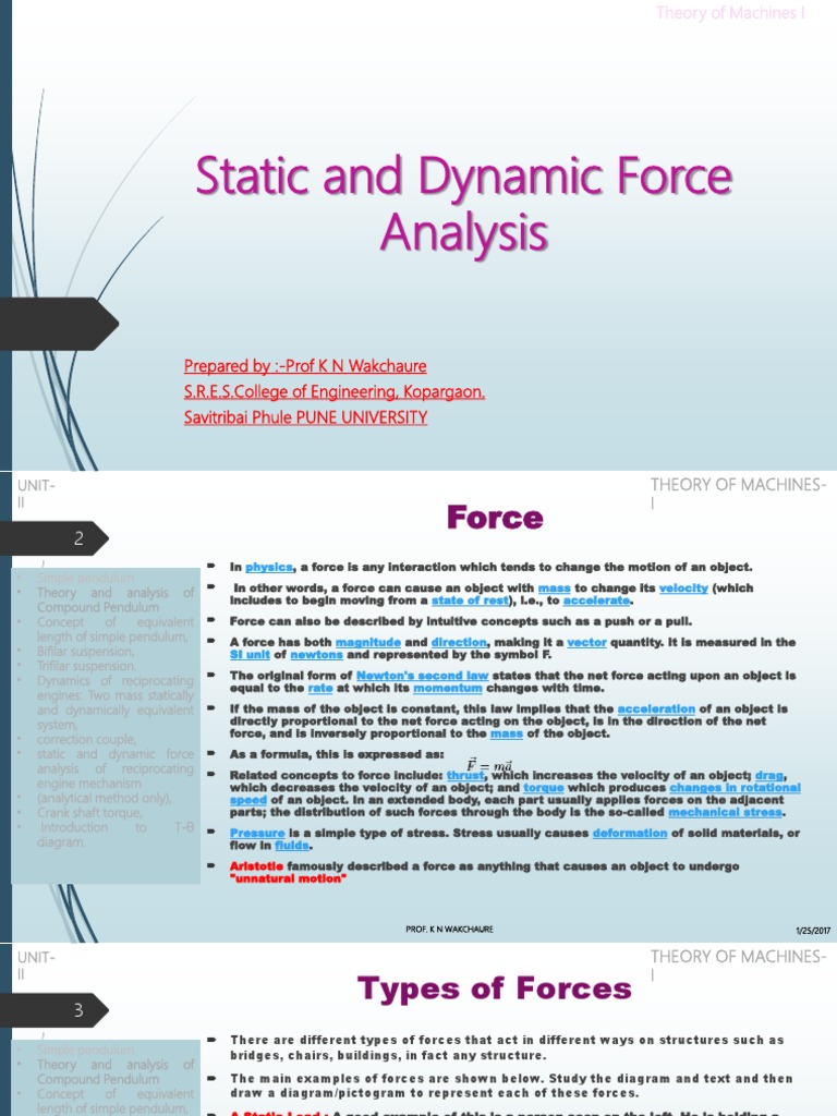 Static and Dynamic Force Analysis | PDF | Torque | Rotation Around A Fixed Axis