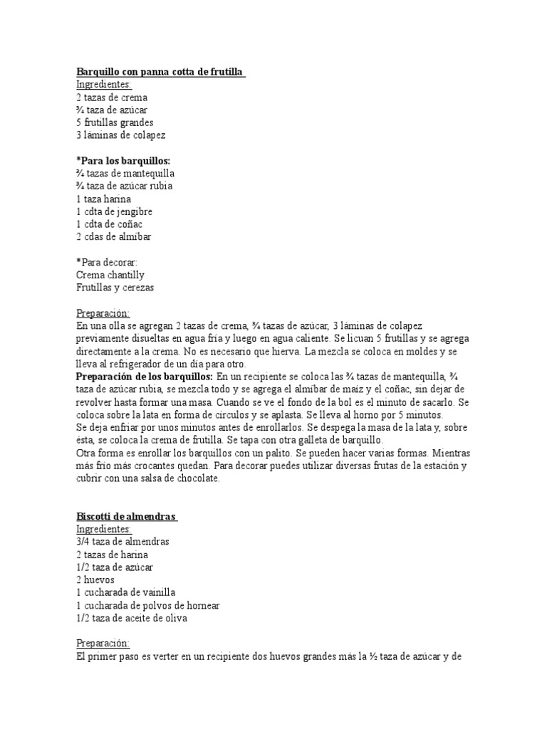 Recetas Con La Letra B | PDF | Crema | Preparación de comida y bebida