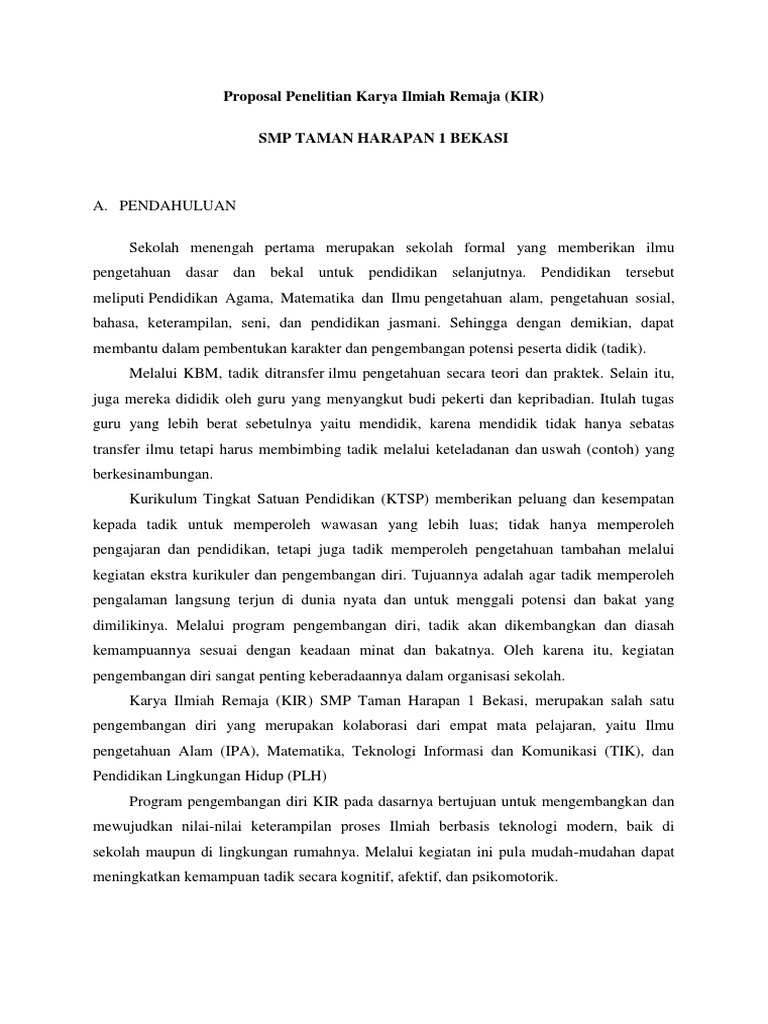 Proposal Penelitian Karya Ilmiah Remaja | PDF