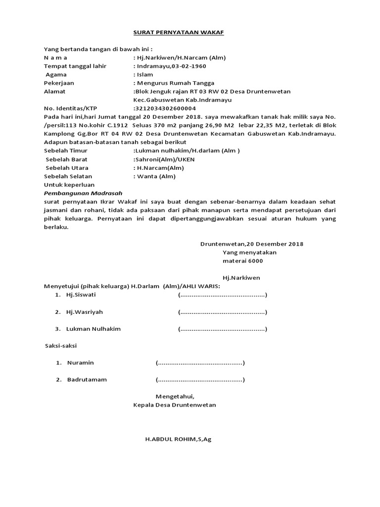 Surat Wakaf | PDF | Hukum