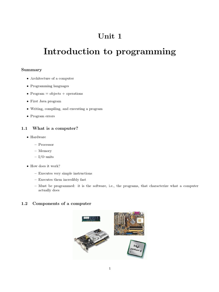 Introduction To Programming: Unit 1 | PDF | Programming Language | Computer Program