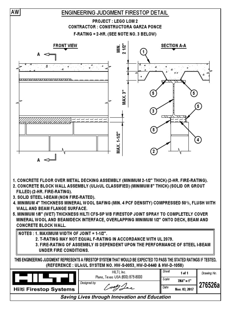 AW Engineering Judgment Firestop Detail: HILTI, Inc. Plano, Texas USA ...