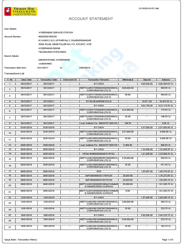 Account Statement: Transactions List | PDF | Debit Card | Credit Card