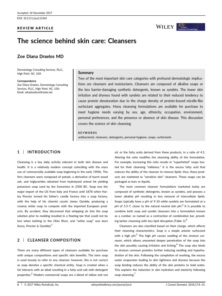 The Science Behind Skin Care: Cleansers: Zoe Diana Draelos MD | PDF ...