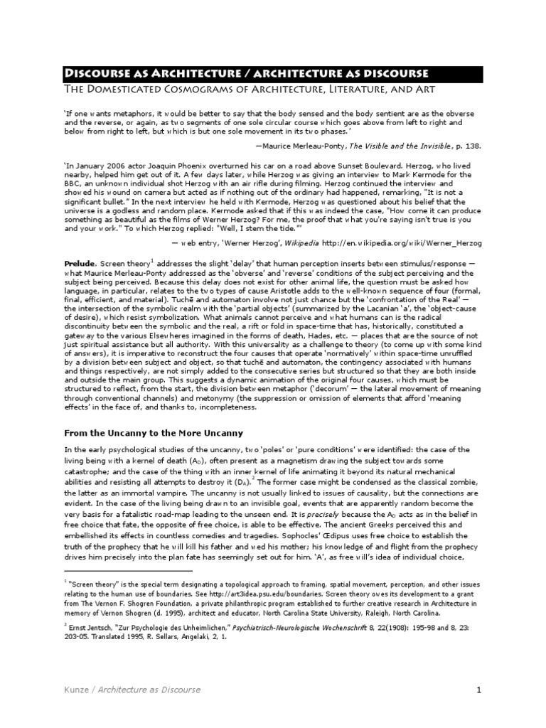 Discourse As Architecture | PDF | Causality | Jacques Lacan