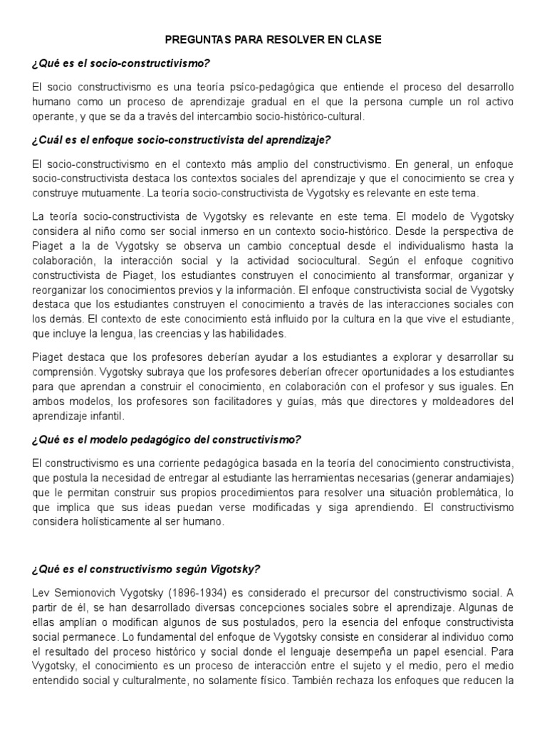 El socioconstructivismo en la enseñanza y el aprendizaje escolar ...