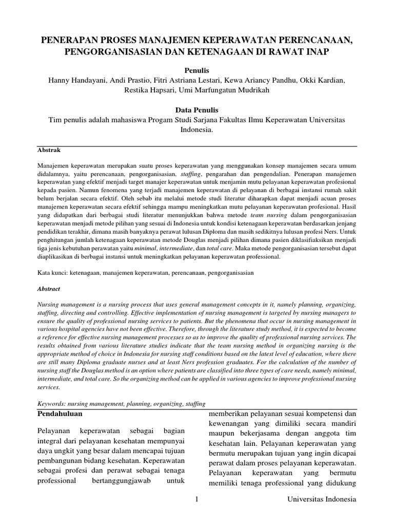 Manuskrip Manajemen Keperawatan | PDF