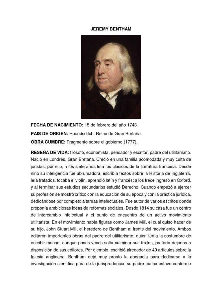 Jeremy Bentham | PDF | Derechos humanos | Teorías filosóficas