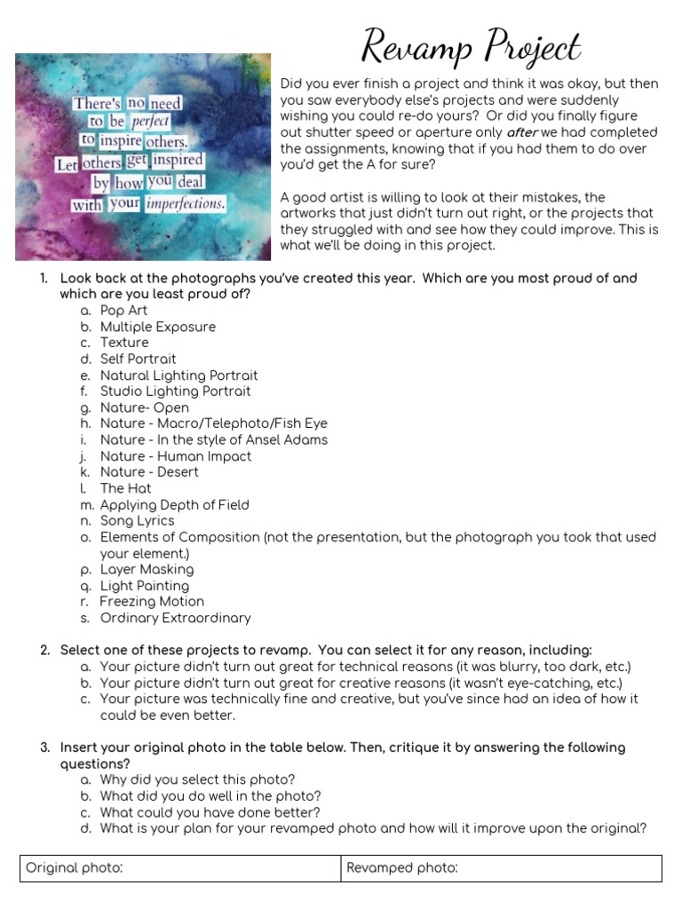 Revamp Project | PDF | Photograph | Imaging