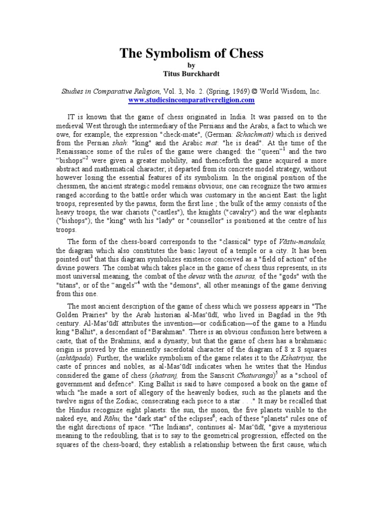"The Symbolism of Chess" by Titus Burckhardt | PDF | Mandala | Chess