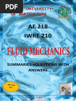 Fluid Mechanics Formula Sheet | PDF | Fluid Dynamics | Viscosity