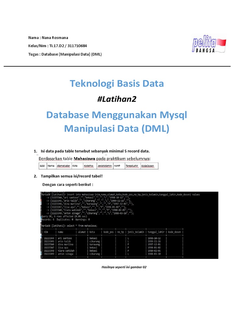 SQL (DML) Data Manipulation Language | PDF