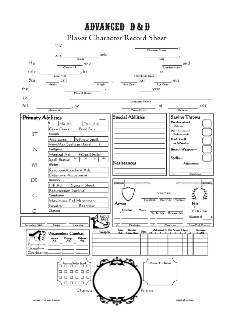 L L L L L L: Player Character Record Sheet | PDF | Video Game Design ...