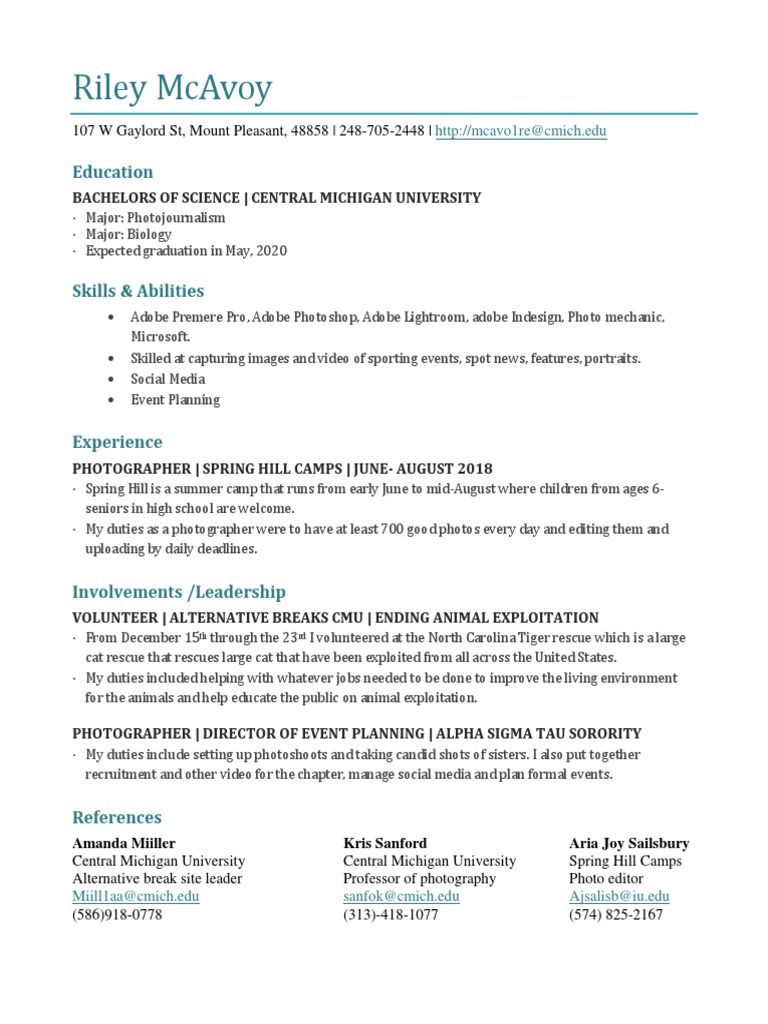 Riley Mcavoy Resume | PDF | Social Science
