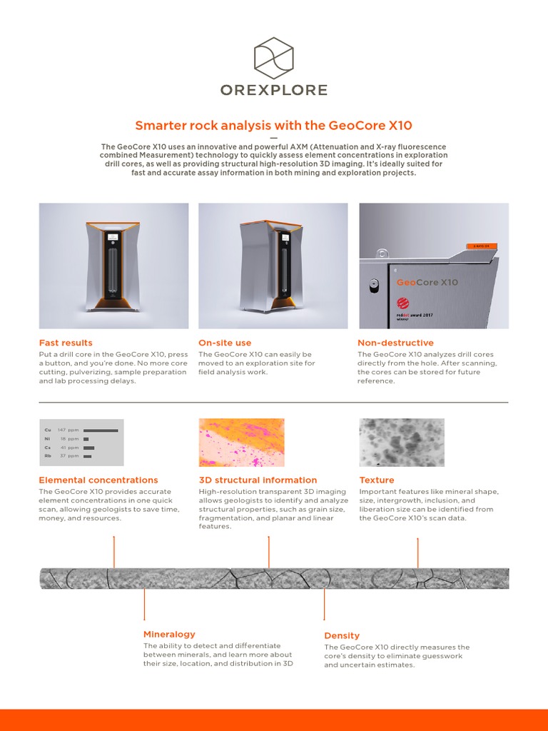 GeoCore X10 Product Sheet 2017-08-01 | PDF | Geology | Geochemistry