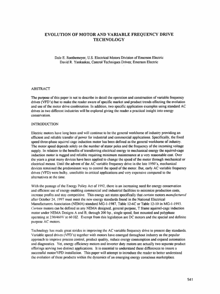 Technology: Evolution of Motor and Variable Frequency Drive | PDF ...
