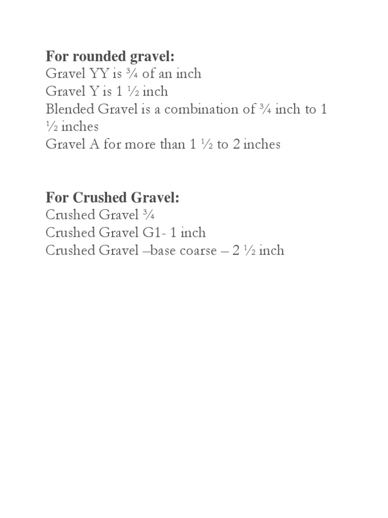 Gravel Sizing YY GY | PDF