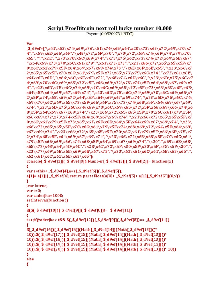 Script FreeBitcoin NextRoll To LuckyNumber 10.000 | PDF