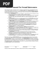 Sexual Consent Agreement | PDF | Sexual Intercourse | Sexually Transmitted Infection