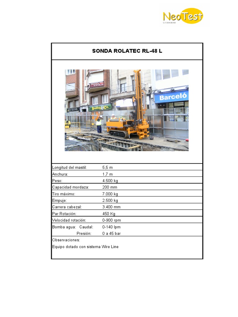 Especificaciones Sonda Rolatec RL-48 | PDF