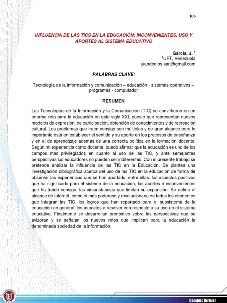 Influencia de Las Tics en La Educacion | PDF | Tecnología de información y comunicaciones ...