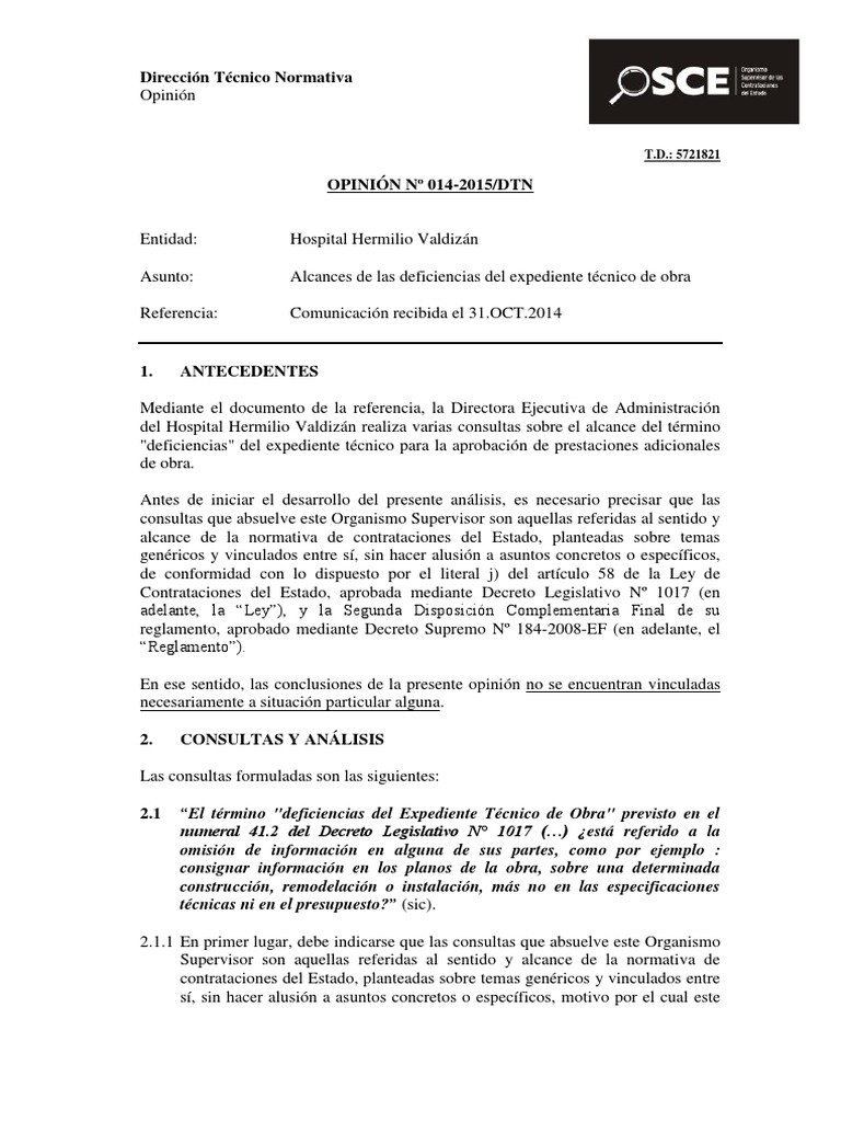Opinión Técnica Osce | PDF | Regulación | Presupuesto