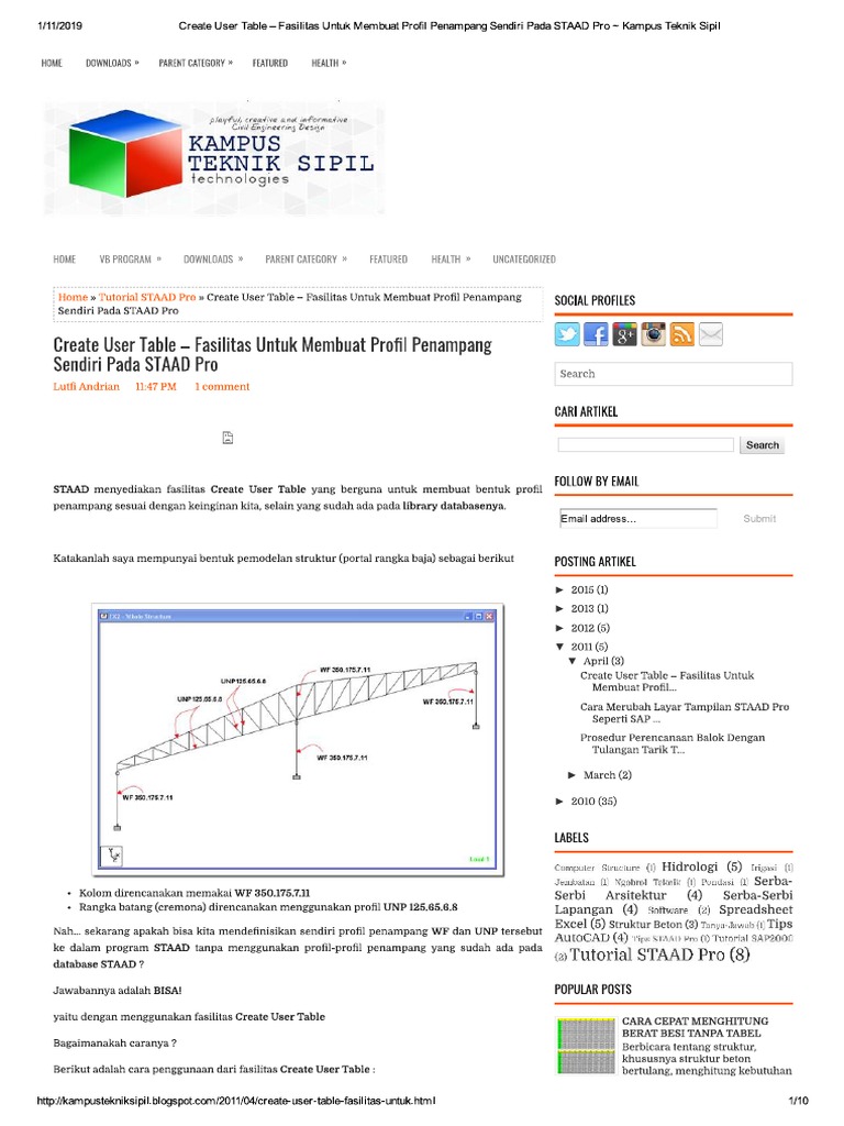 Create User Table - Fasilitas Untuk Mem... I Pada STAAD Pro Kampus ...