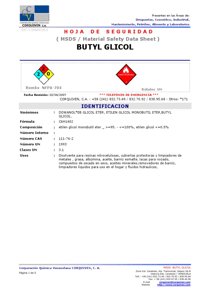 MSDS Butil Glicol PDF | PDF