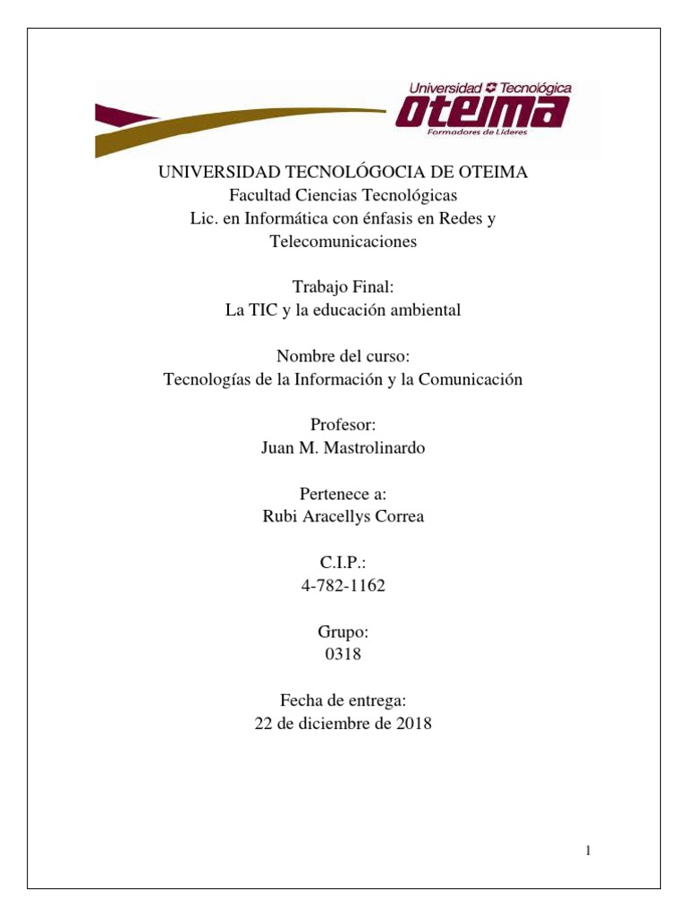 Proyecto Final TIC y EA | PDF | Contaminación | Tecnología de información y comunicaciones