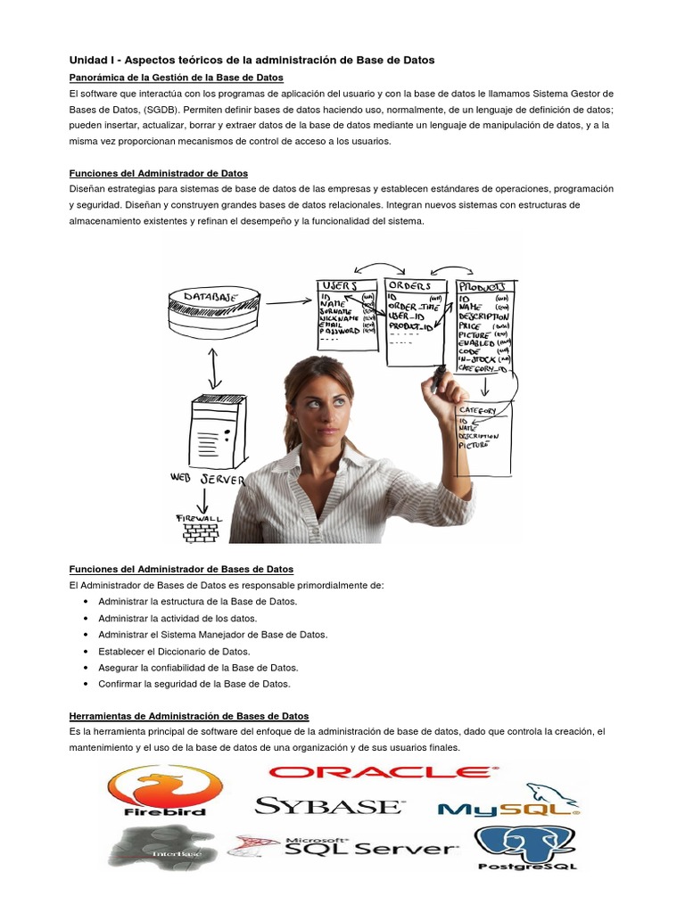 Aspectos Teóricos de La Administración de Base de Datos | PDF | Apoyo | Bases de datos