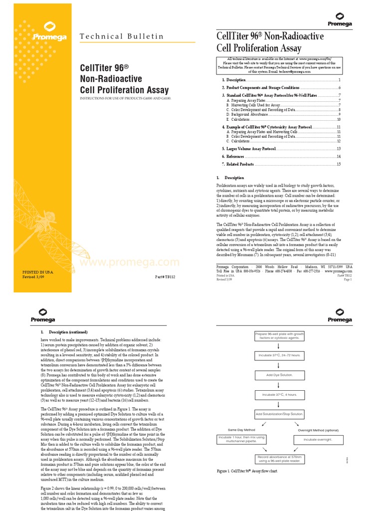 CellTiter 96 Non-Radioactive Cell Proliferation Assay | PDF | Assay ...