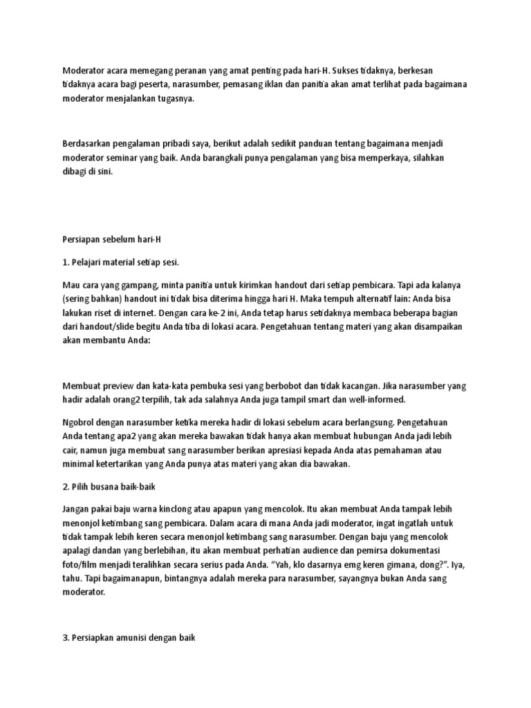 Moderator Acara-WPS Office | PDF