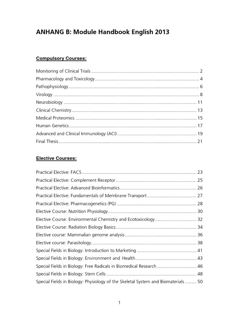 Handbook MSC Biomedical Science | PDF | Clinical Trial | Virus