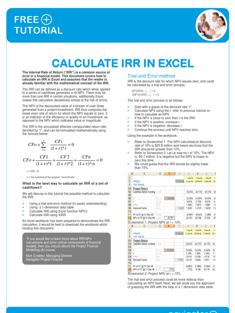 Calculate IRR in Excel | PDF | Internal Rate Of Return | Net Present Value