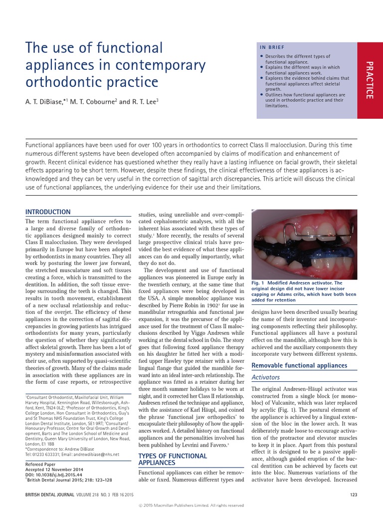 The Use of Functional Appliances in Contemporary Orthodontic Practice ...