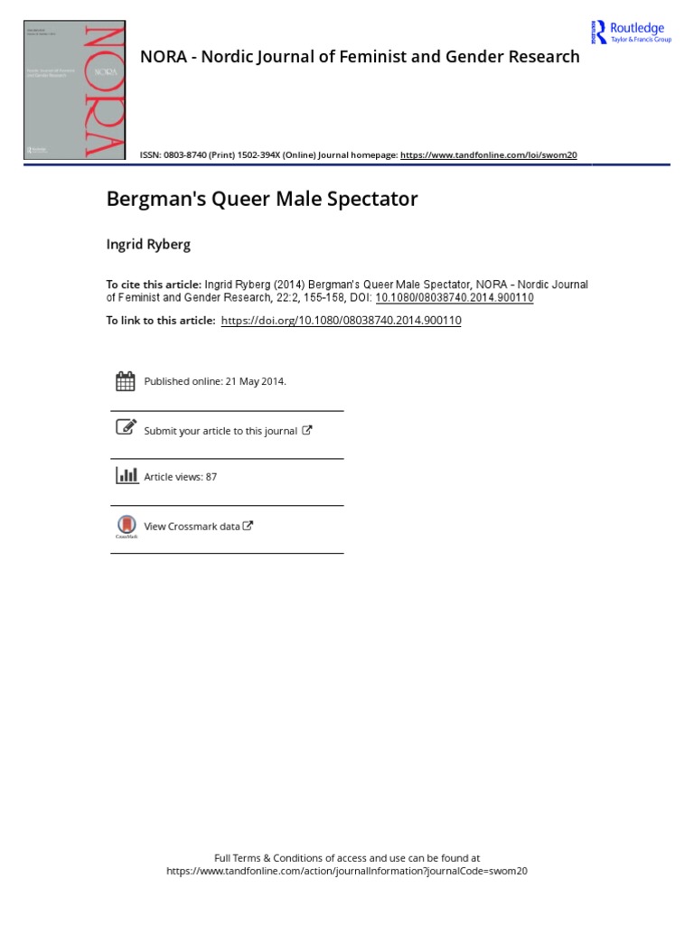 Ingrid Ryberg - Bergman S Queer Male Spectator | PDF | Queer Theory ...