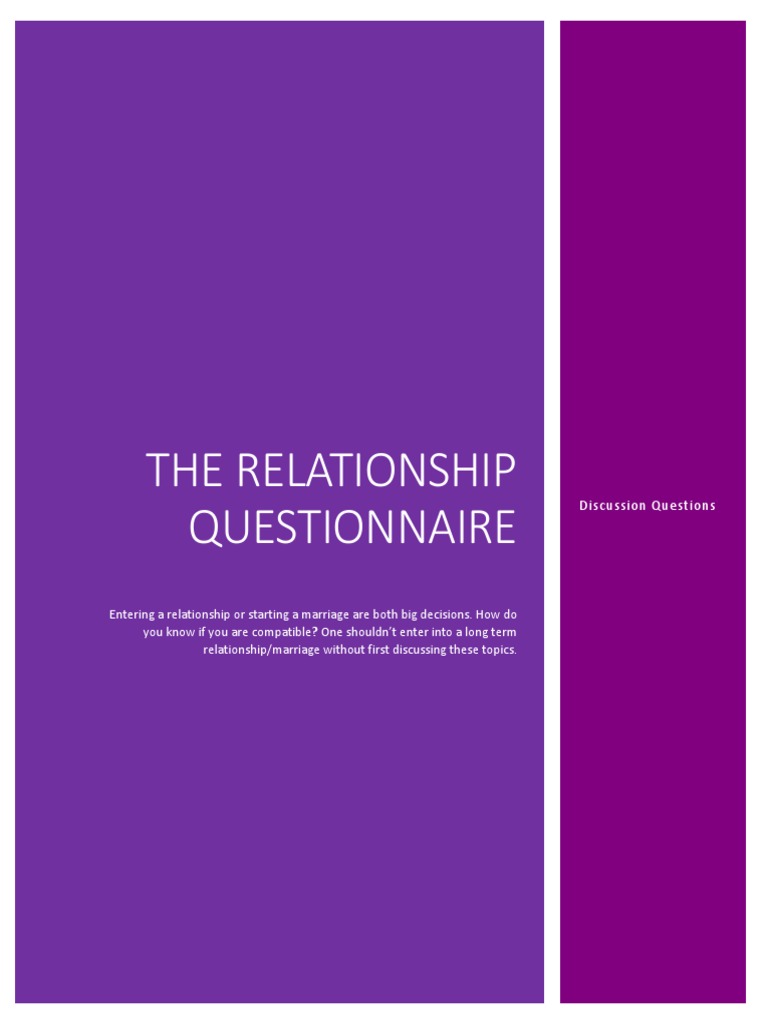 The Relationship Questionnaire: Discussion Questions | PDF | Marriage ...