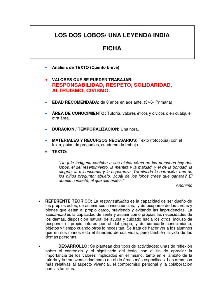 Los Dos Lobos | PDF | Cuentos