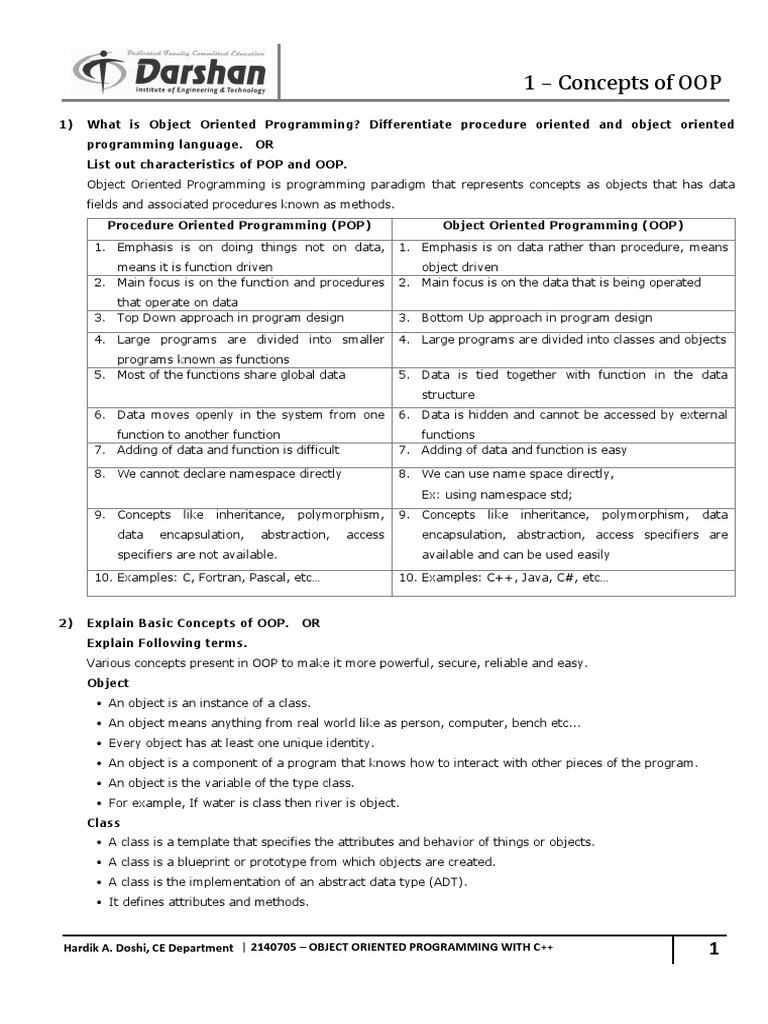 Object Oriented Programming With CPP Study Material GTU 2017 21022017 ...