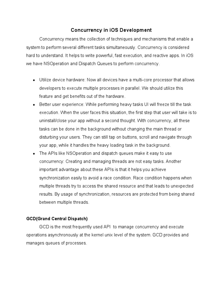 Concurrency in Ios Develpment | PDF | Thread (Computing) | Process (Computing)