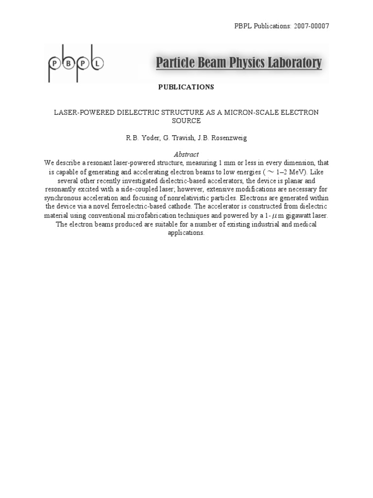 PUB00007 | PDF | Particle Accelerator | Electron
