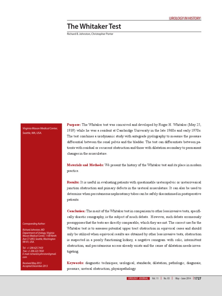 whitaker test.pdf | Urology | Medical Specialties