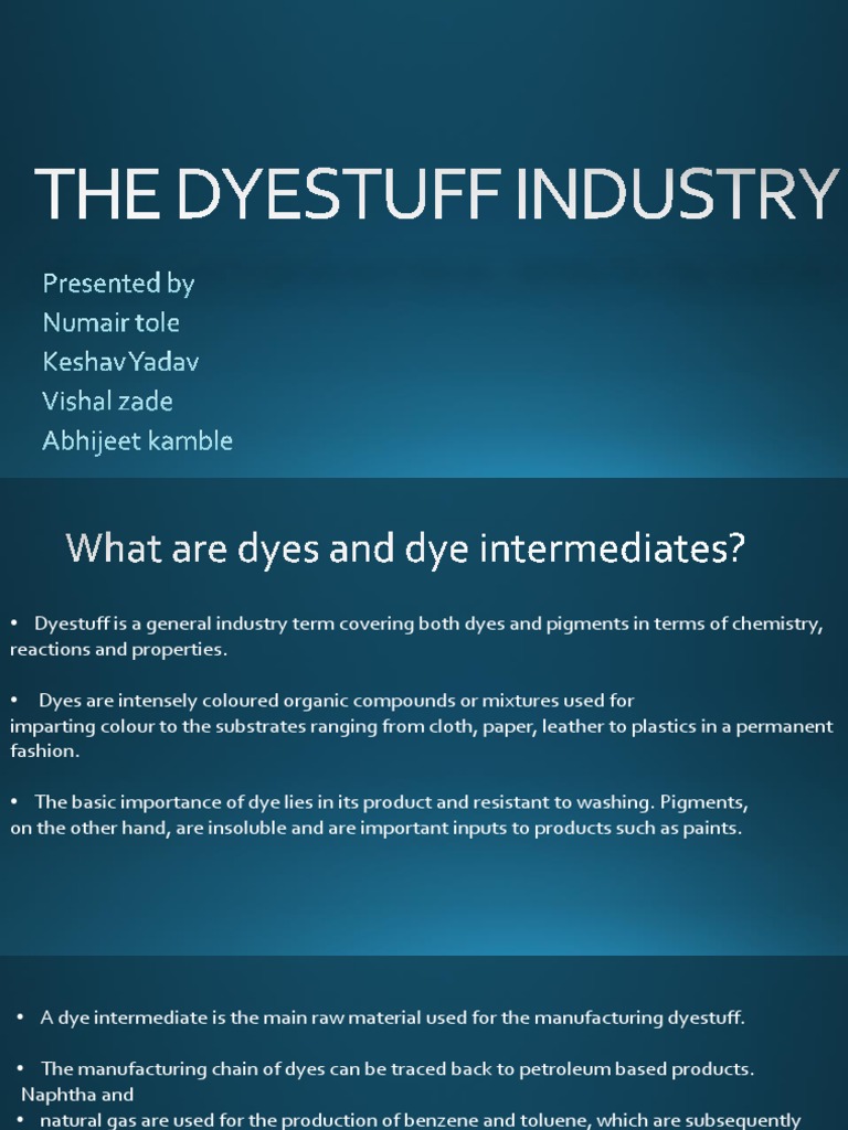 The Dyestuff Industry Edit | PDF | Dye | Chemical Substances