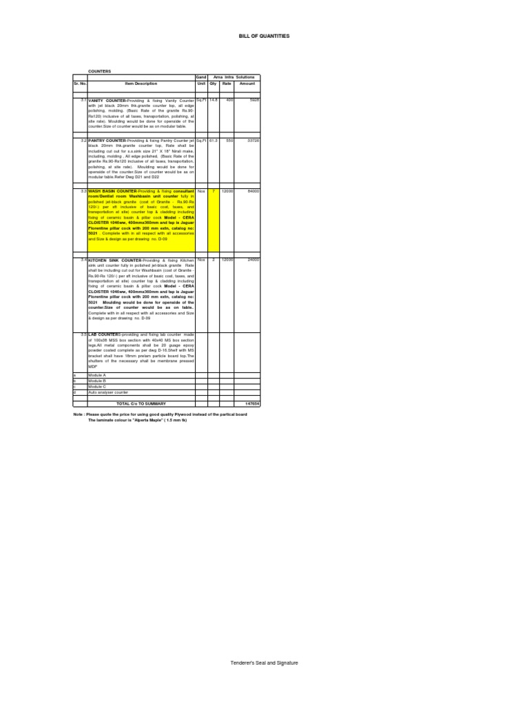 Sample Bill of Quantities or BOQ Report | PDF | Building Engineering ...